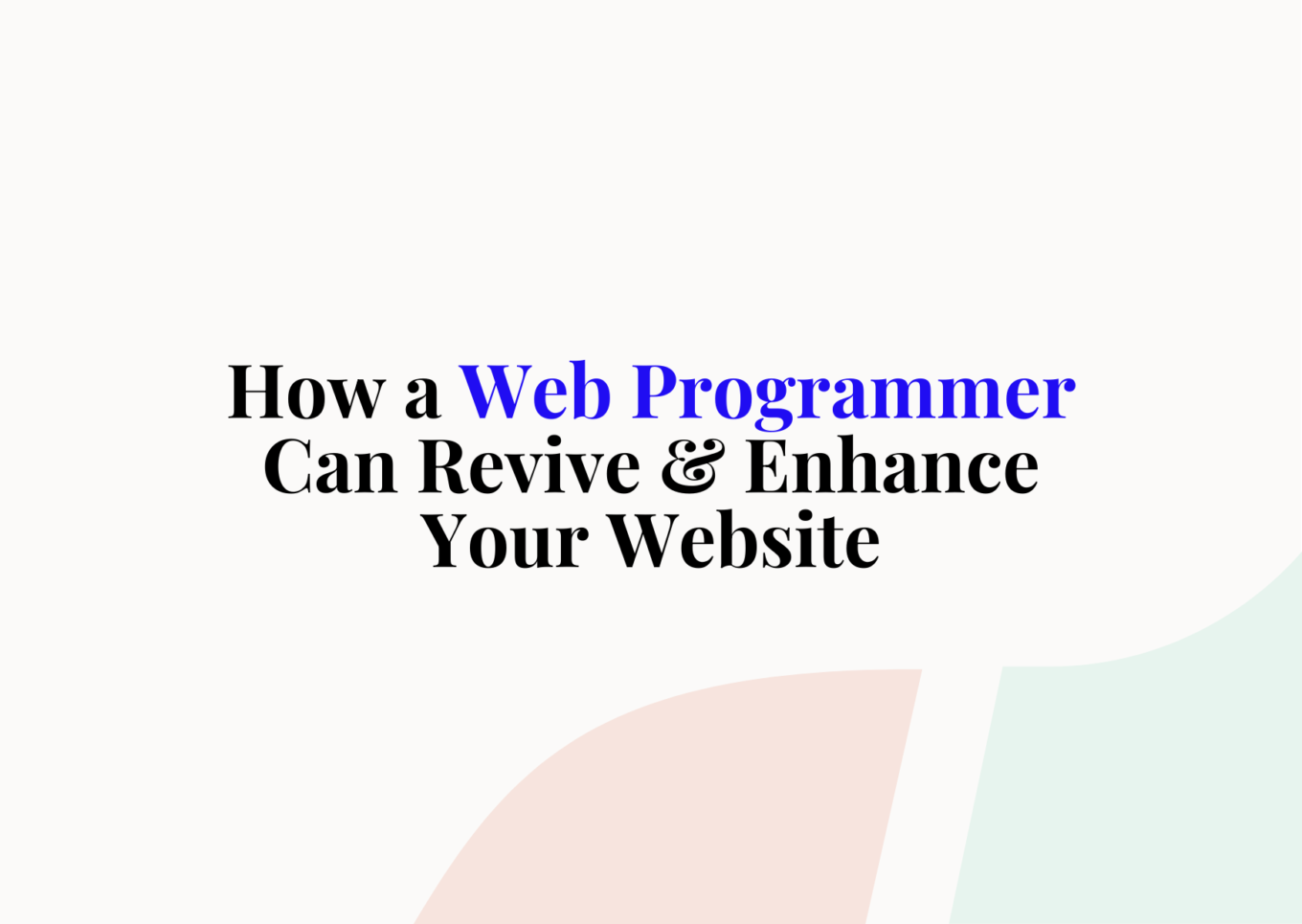 How a Web Programmer Can Revive & Enhance Your Website