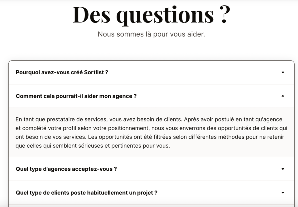 Construire la meilleure page de FAQ possible - Exemples
