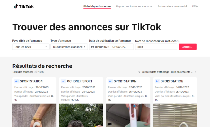 Bibliothèque publicitaire TikTok: Espionnez la concurrence (2024)